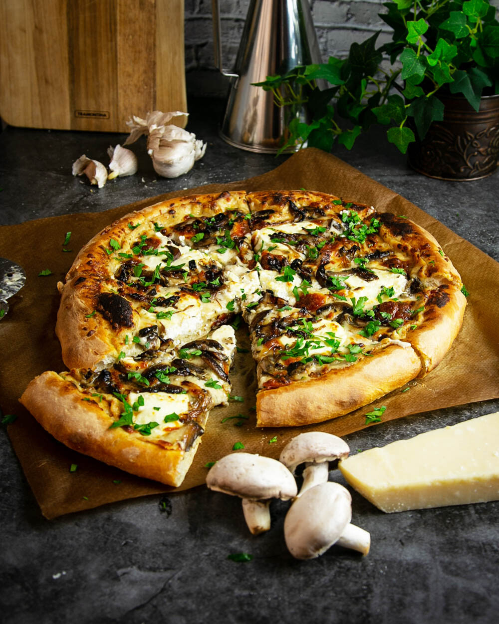 Mushroom pizza w/ white sauce recipe - All For Pizza